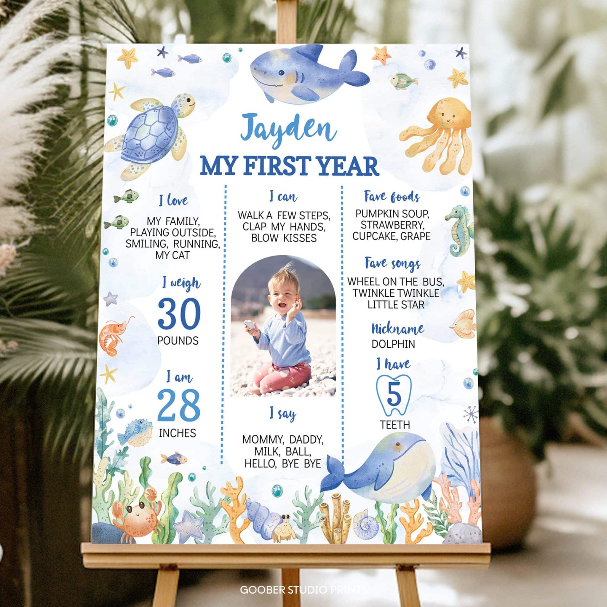 Under The Sea Birthday Milestone Photo Poster - Goober Studio Prints