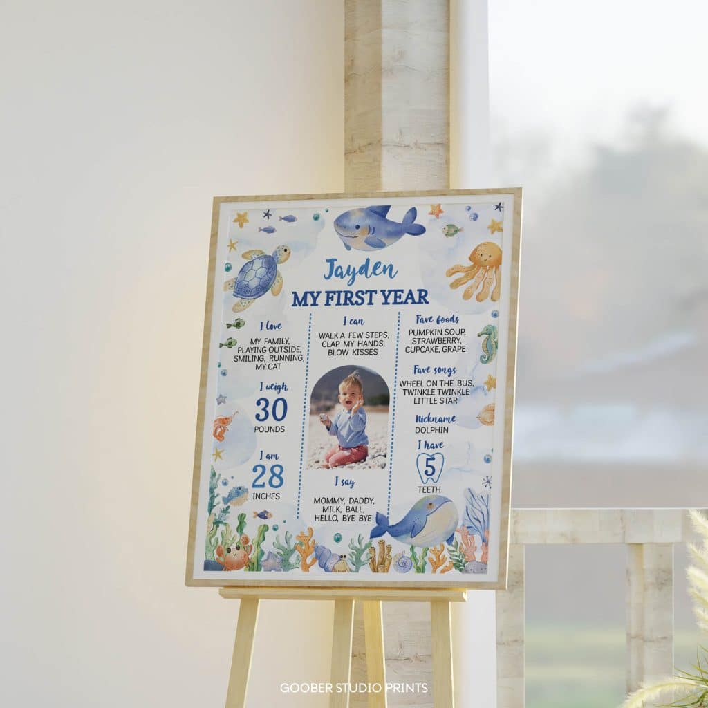 Under The Sea Birthday Milestone Photo Poster - Goober Studio Prints