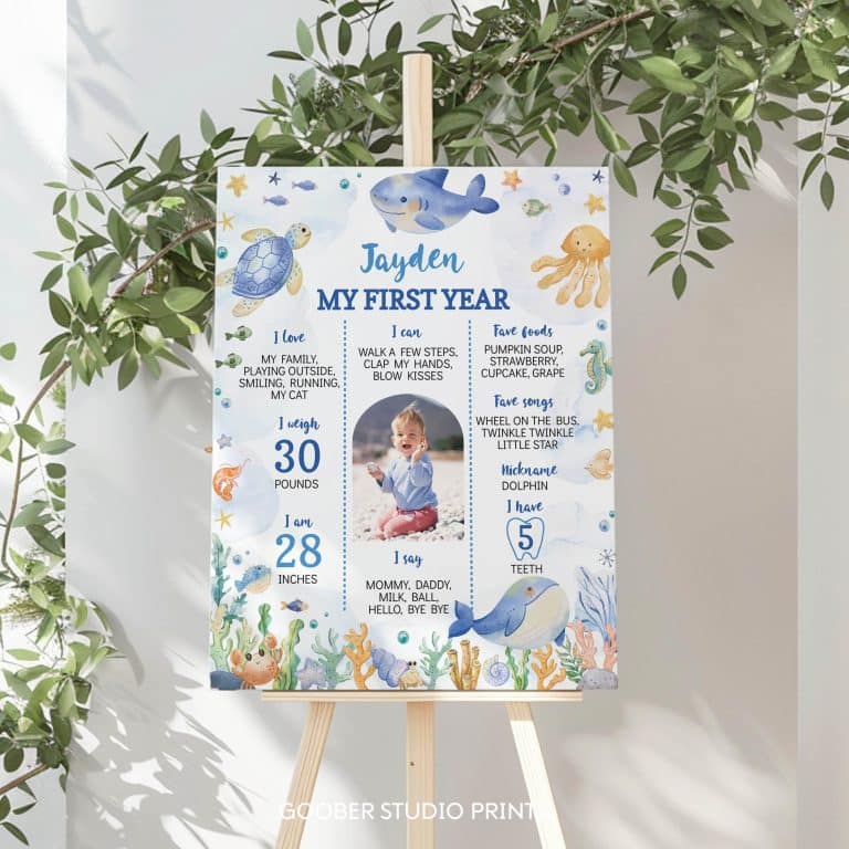 Under The Sea Birthday Milestone Photo Poster - Goober Studio Prints