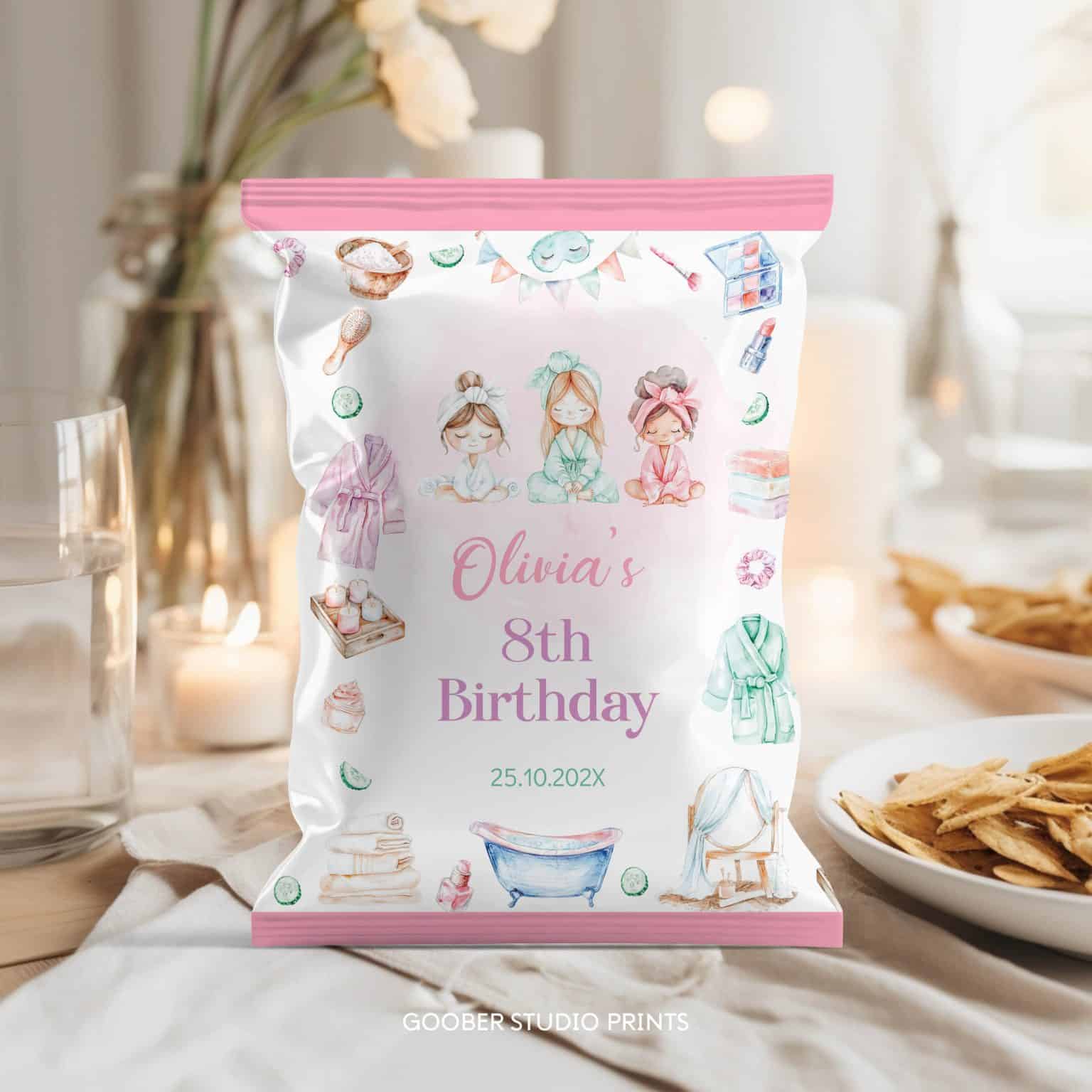Spa Birthday Party Chip Bags - Goober Studio Prints