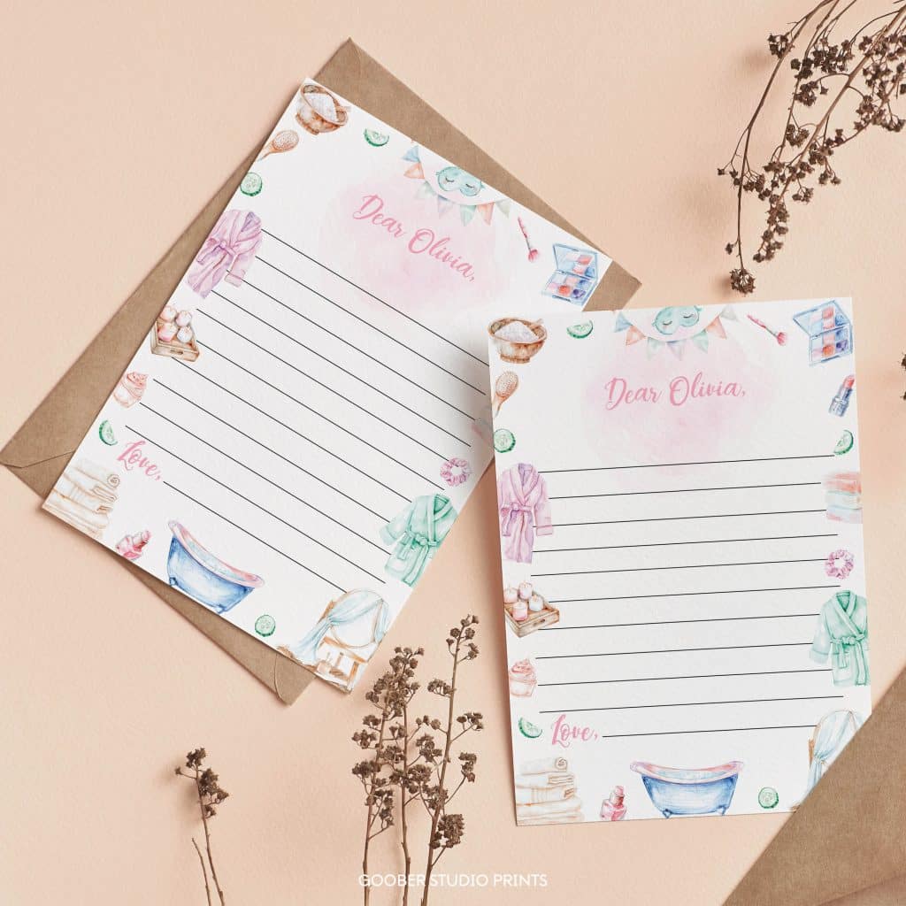 Spa Birthday Party Time Capsule Sign & Card - Goober Studio Prints