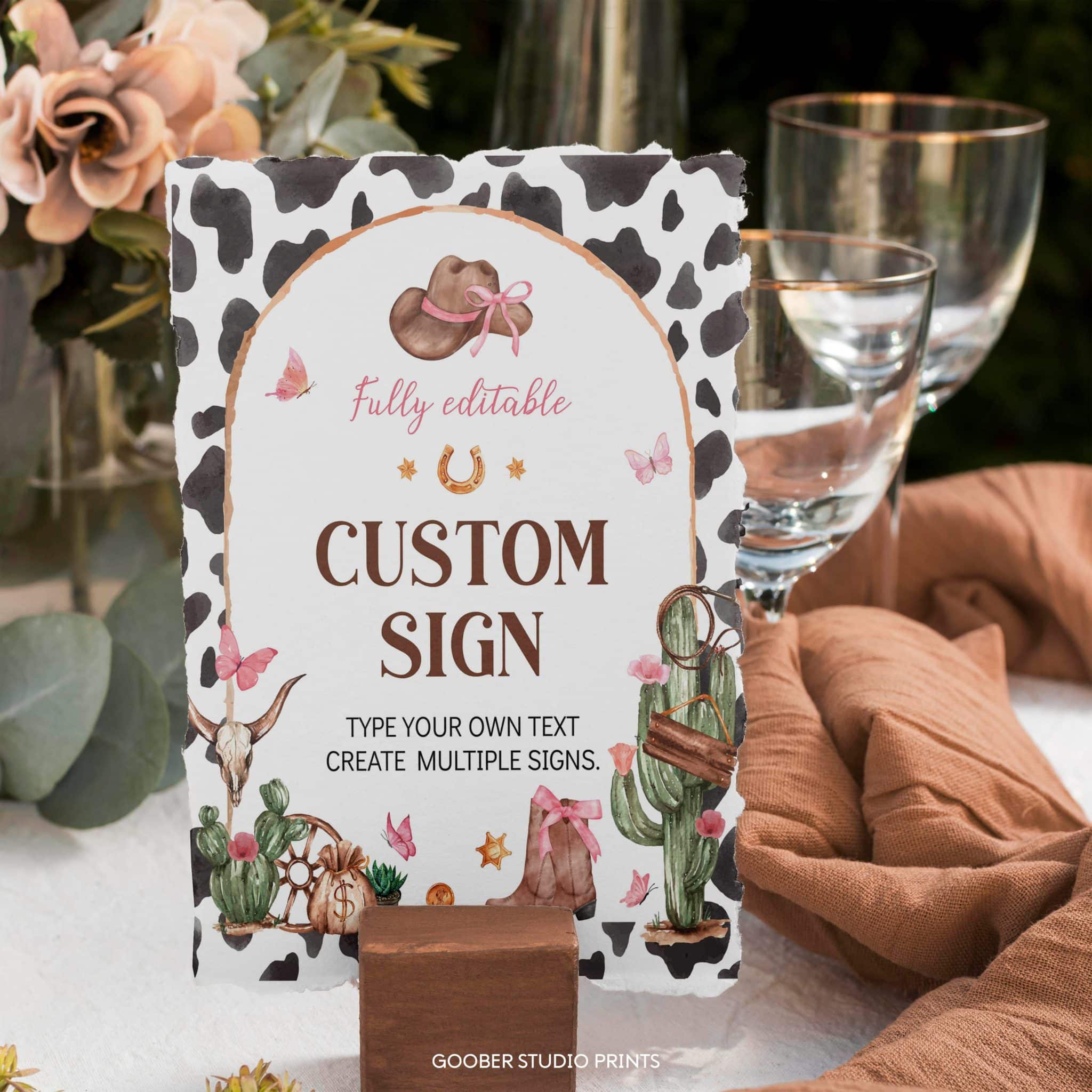 First Rodeo Birthday Custom Table Sign - Goober Studio Prints