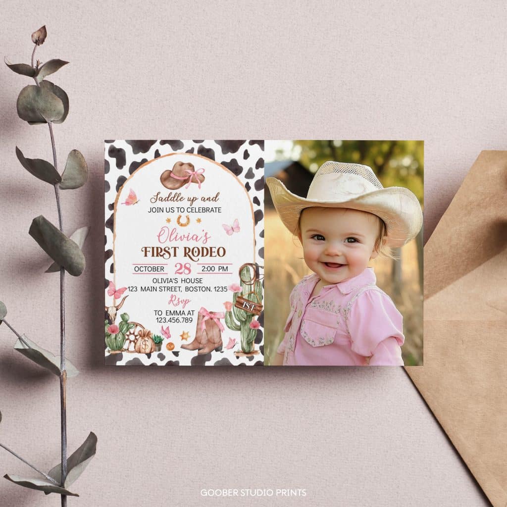 First Rodeo Birthday Photo Invitation - Goober Studio Prints