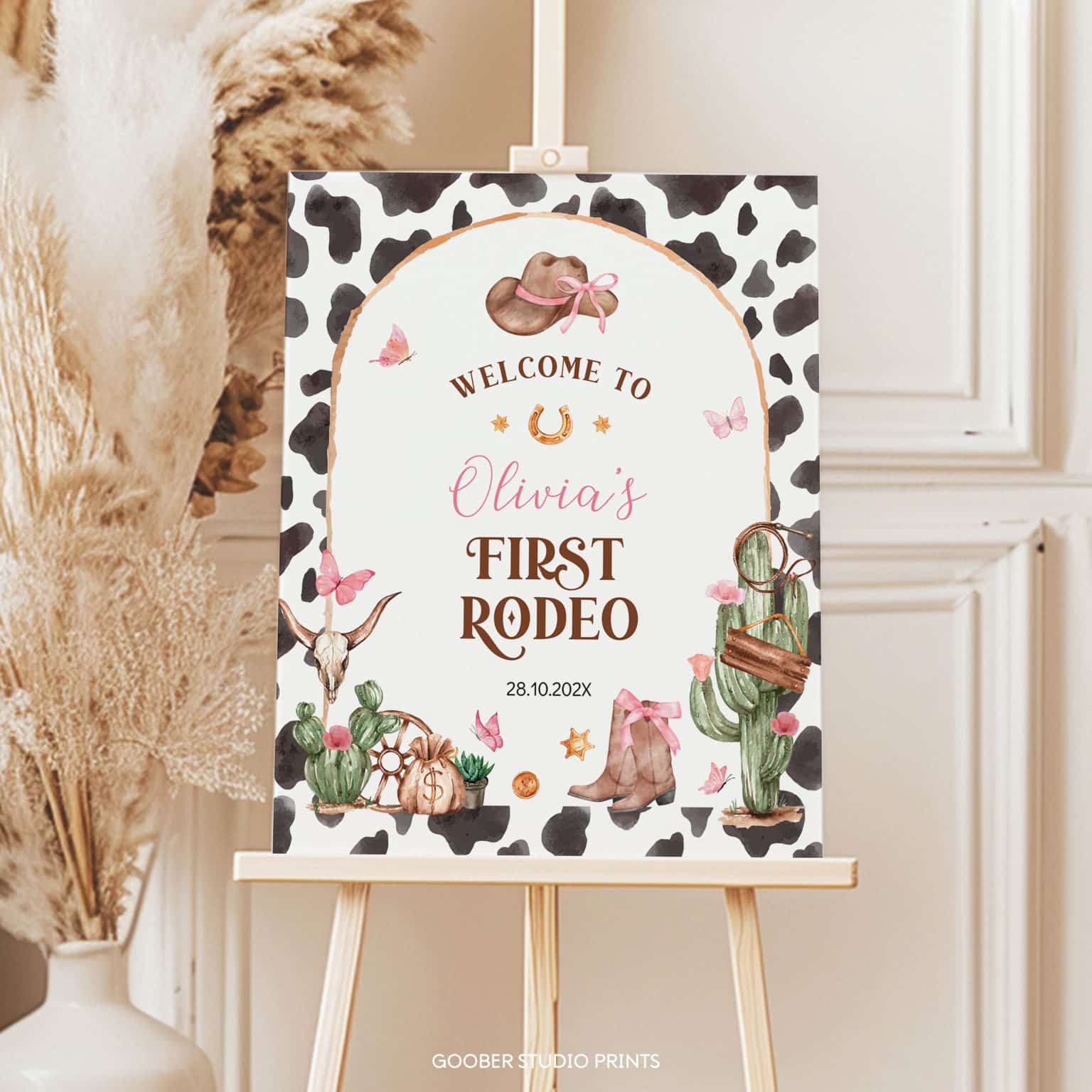 First Rodeo Birthday Custom Table Sign - Goober Studio Prints