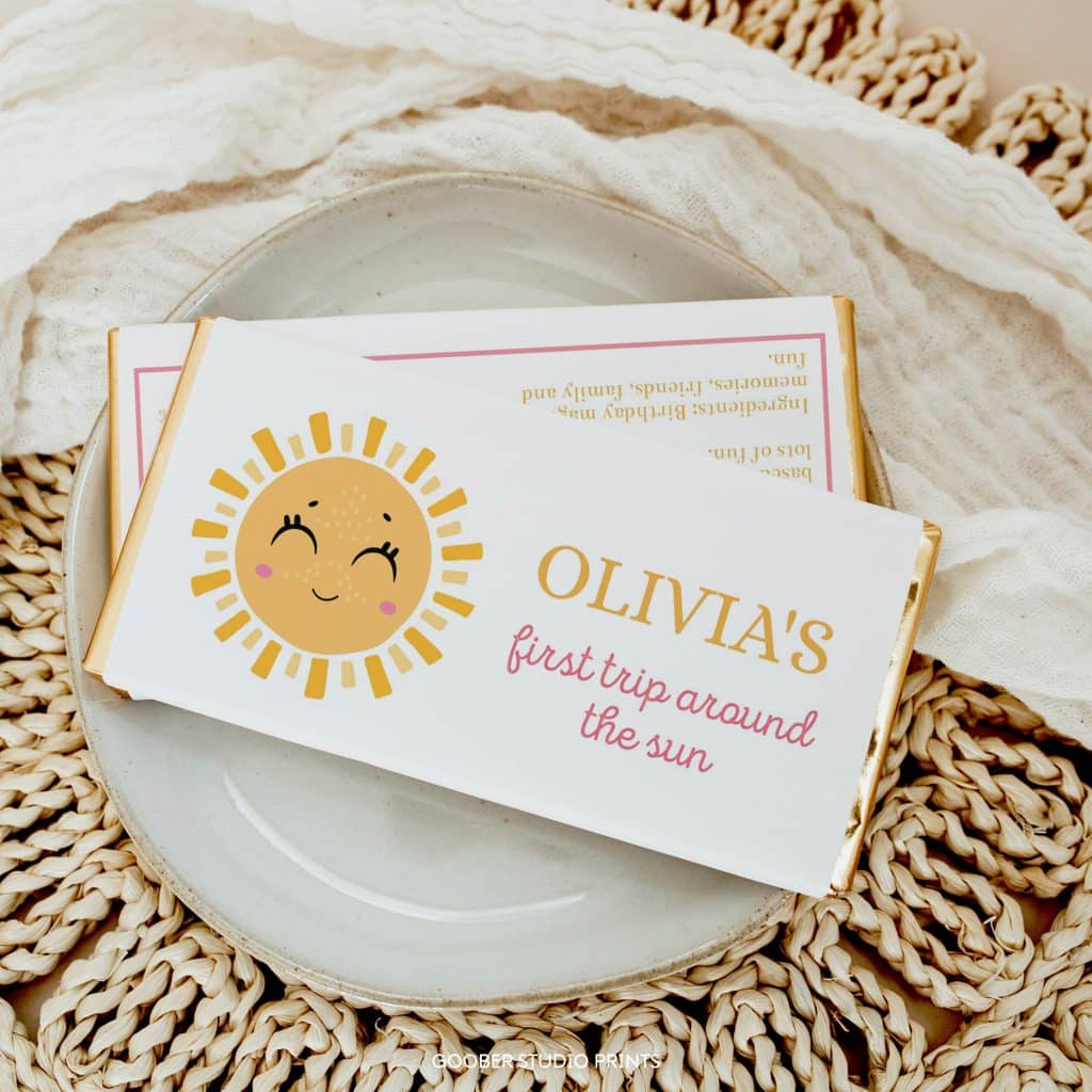 First Trip Around The Sun Birthday Chocolate Bar Wrappers - Goober ...