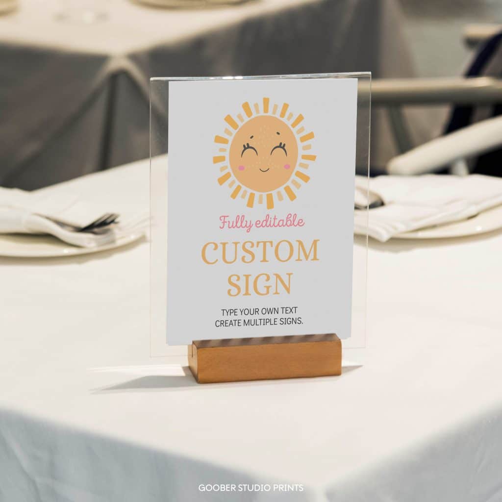 First Trip Around The Sun Birthday Custom Table Sign - Goober Studio Prints