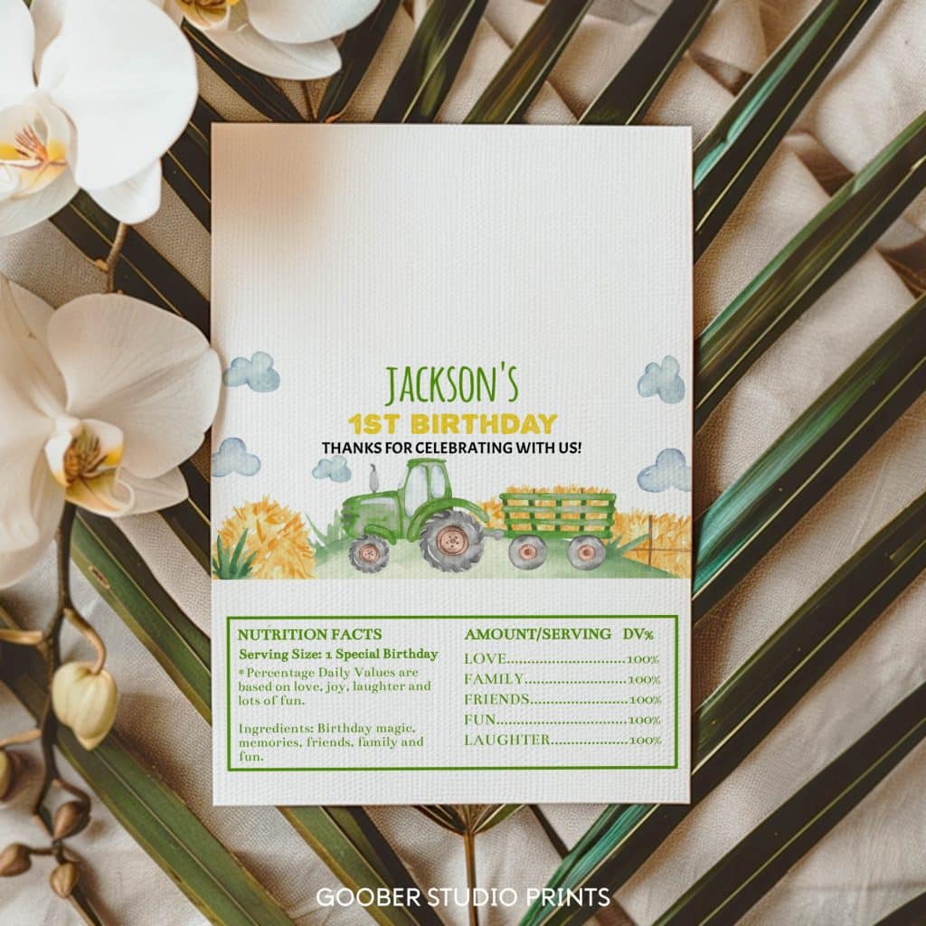 Tractor Birthday Party Chocolate Bar Wrappers - Goober Studio Prints