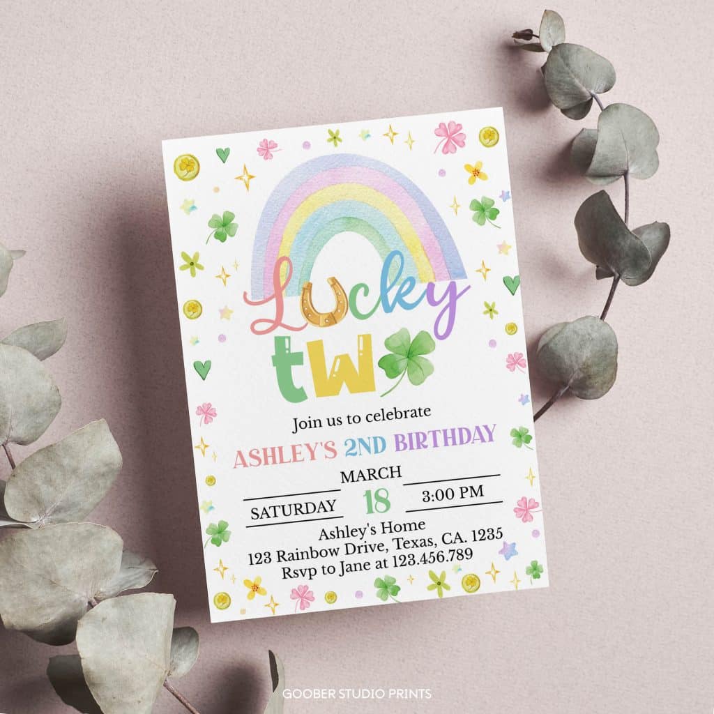 Lucky Two Birthday Invitation - Goober Studio Prints