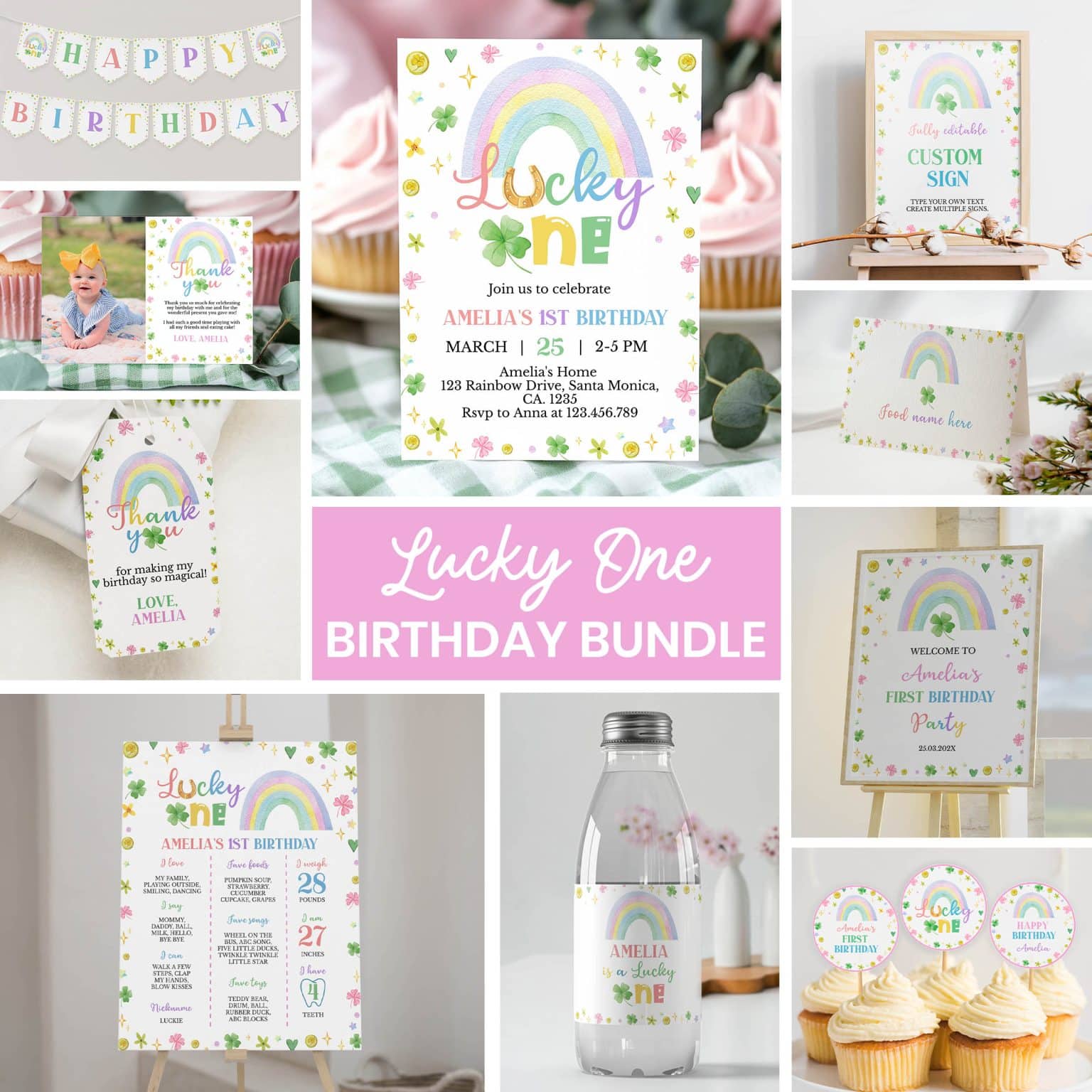 Lucky One Birthday Highchair Banner - Goober Studio Prints