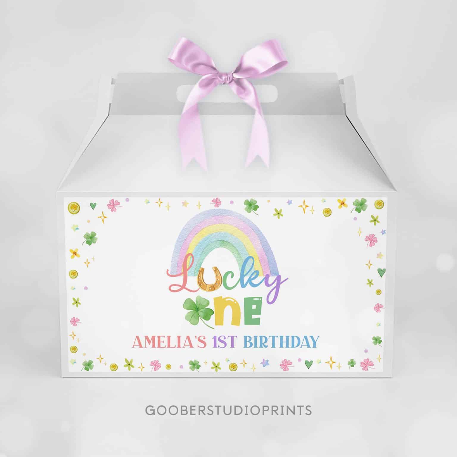 Lucky One Birthday Gable Box Label - Goober Studio Prints