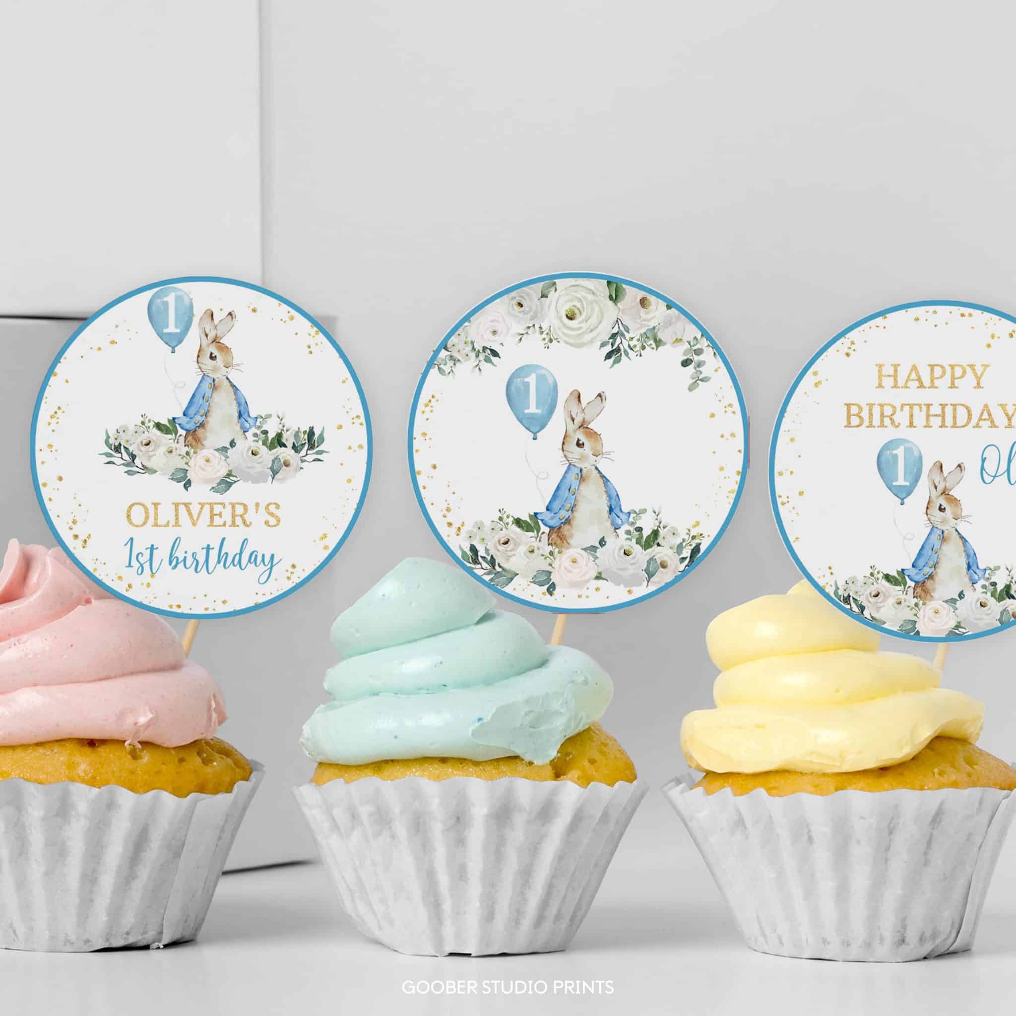 Peter Rabbit Birthday Cupcake Toppers - Goober Studio Prints