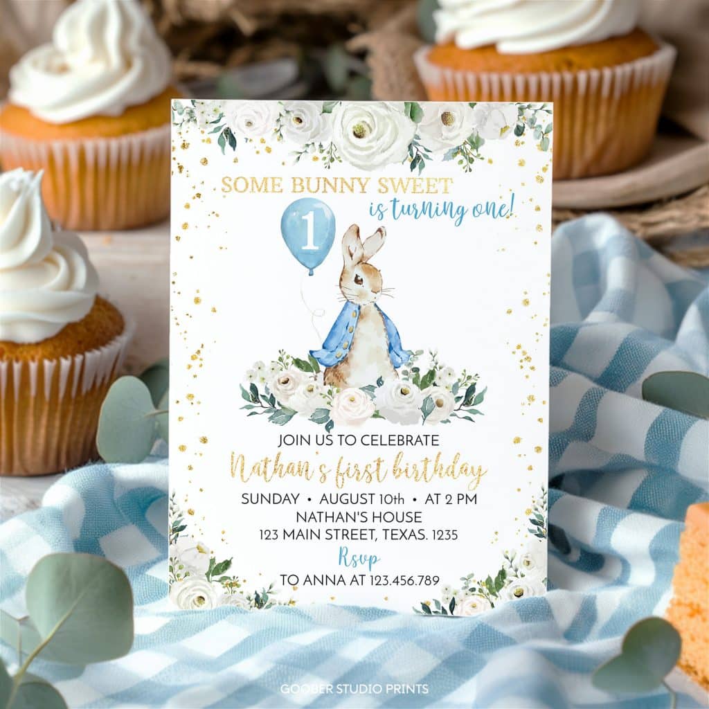 Bunny Birthday Invitation - Goober Studio Prints