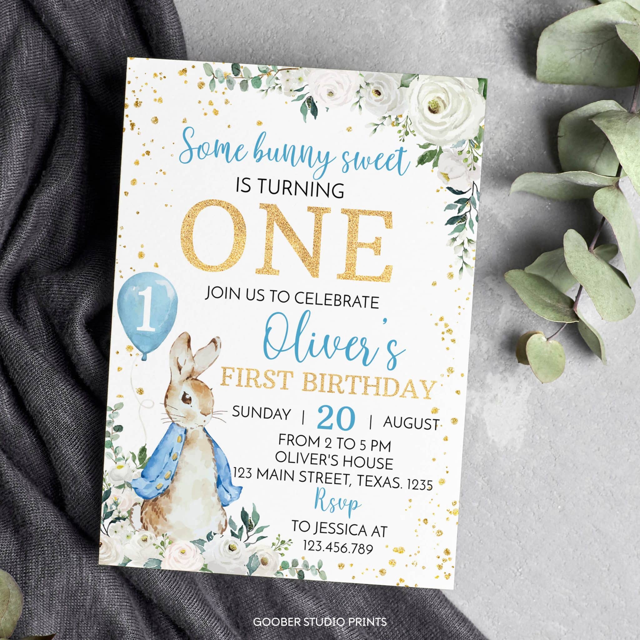 Peter Rabbit Birthday Invitation - Goober Studio Prints