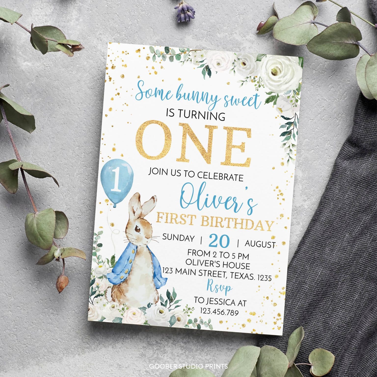 Peter Rabbit Birthday Invitation - Goober Studio Prints