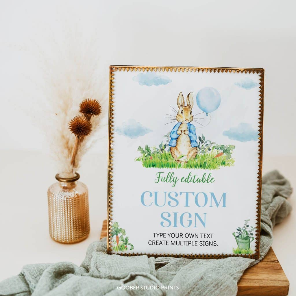 Peter Rabbit Birthday Custom Table Sign - Goober Studio Prints