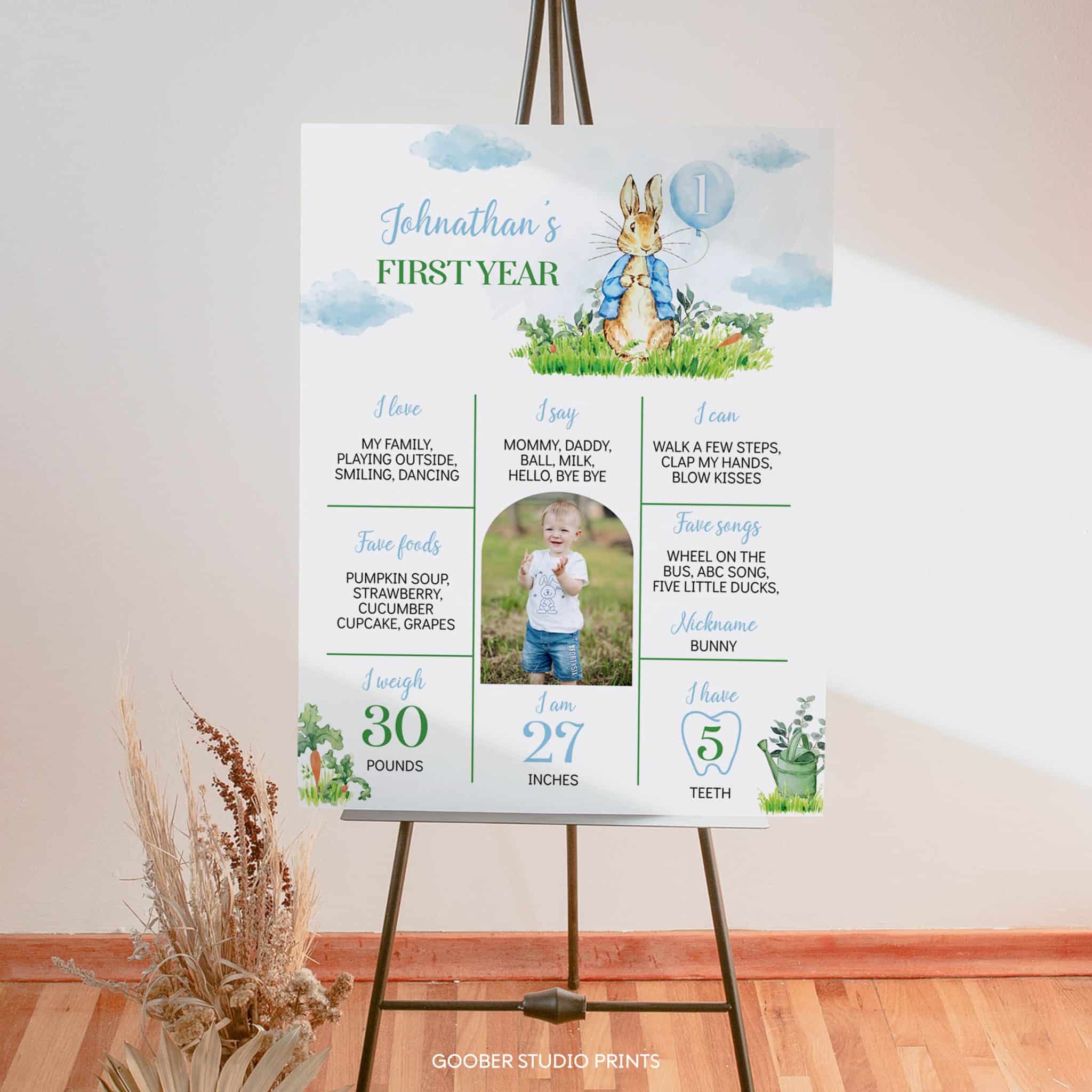 Peter Rabbit Birthday Milestone Photo Poster - Goober Studio Prints