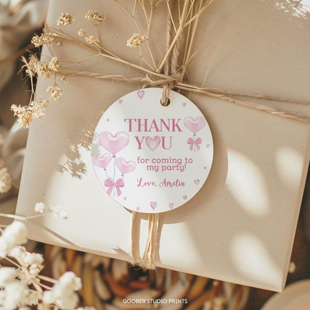 Sweetheart Birthday Thank You Favor Tag - Goober Studio Prints