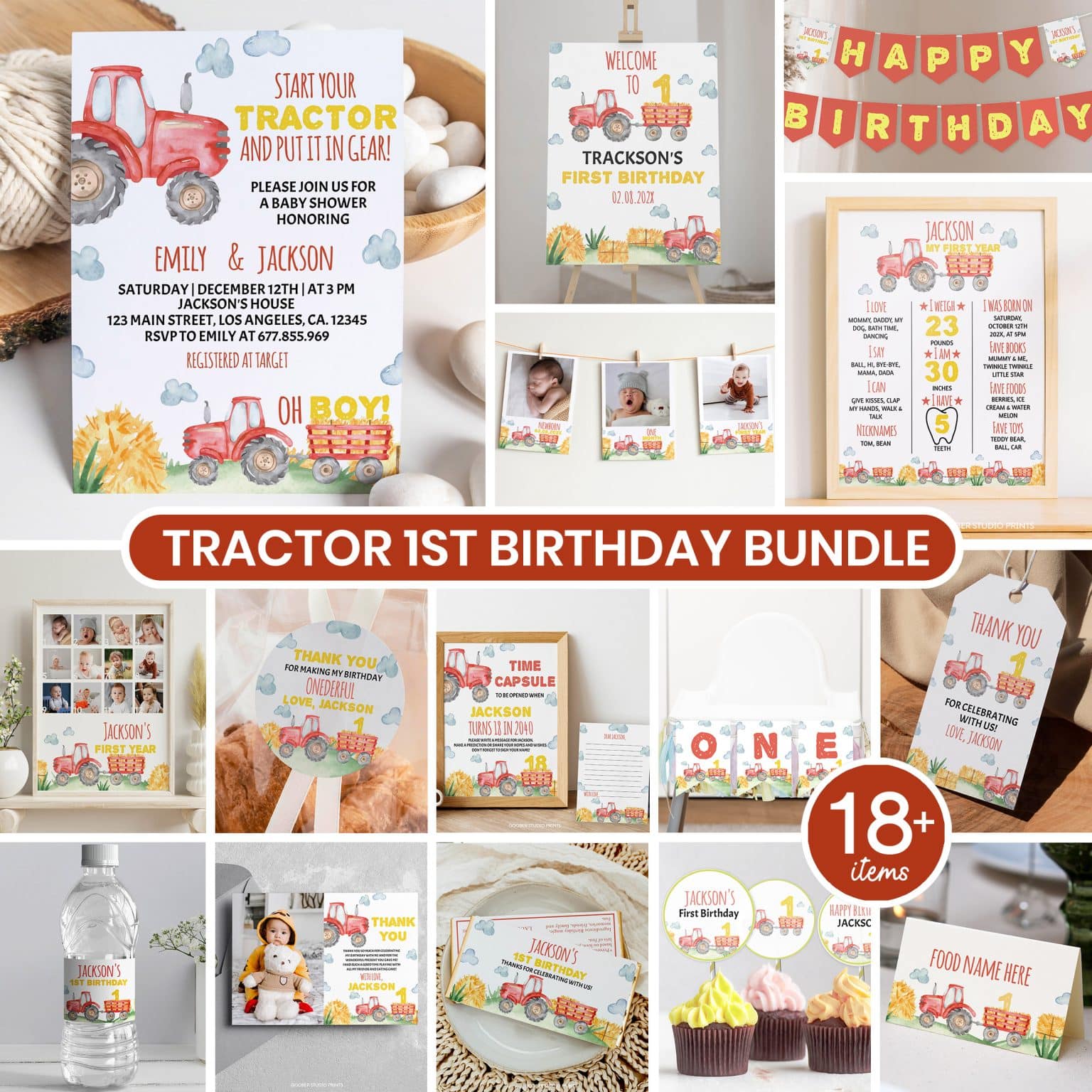 Tractor Birthday Party Bundle - Goober Studio Prints