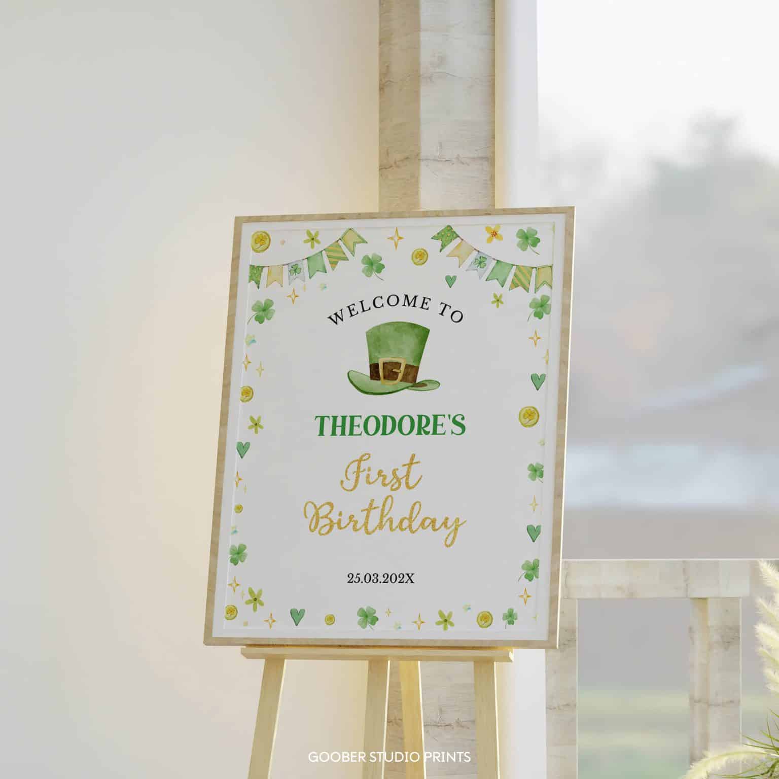 Lucky One Birthday Welcome Sign - Goober Studio Prints