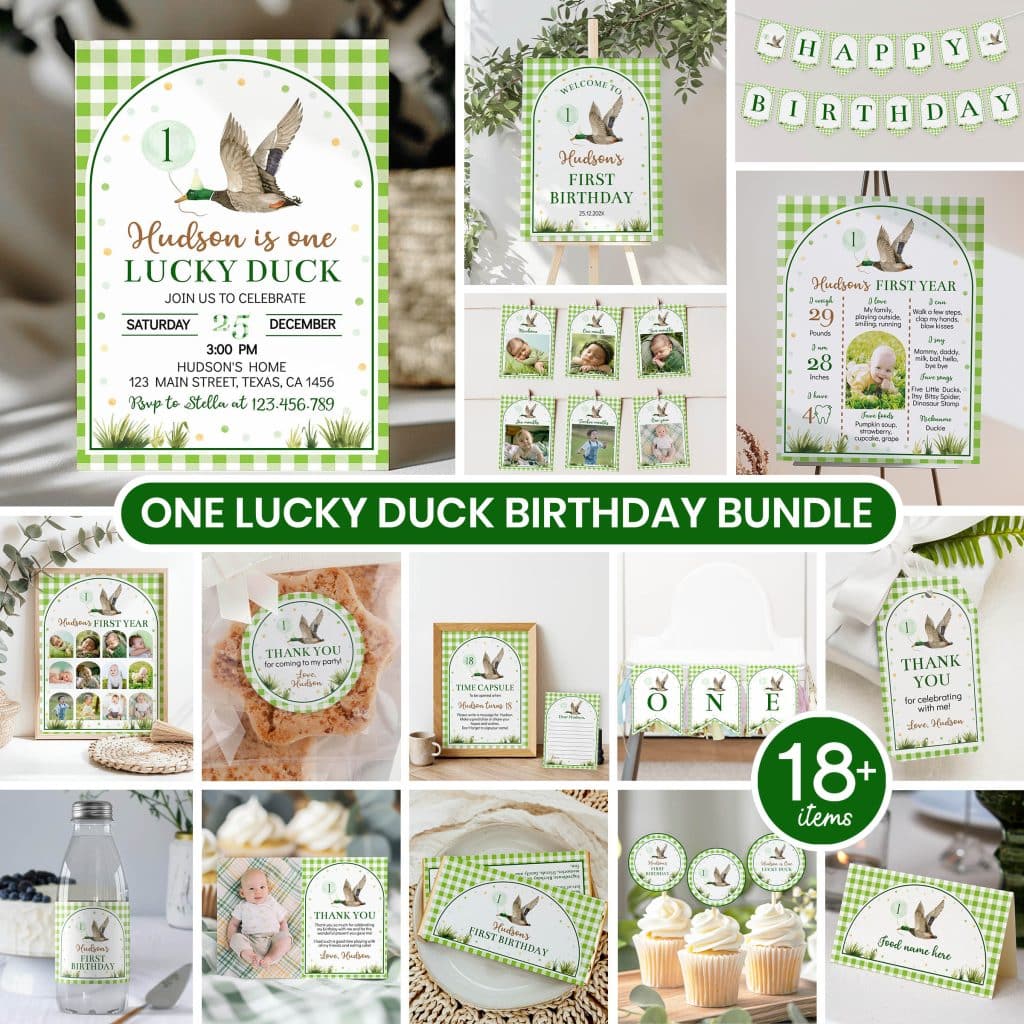 One Lucky Duck Birthday Party Bundle - Goober Studio Prints