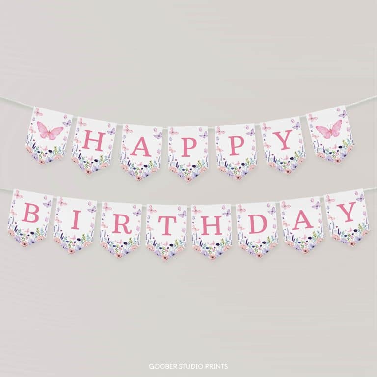 Butterfly Birthday Party Banner - Goober Studio Prints