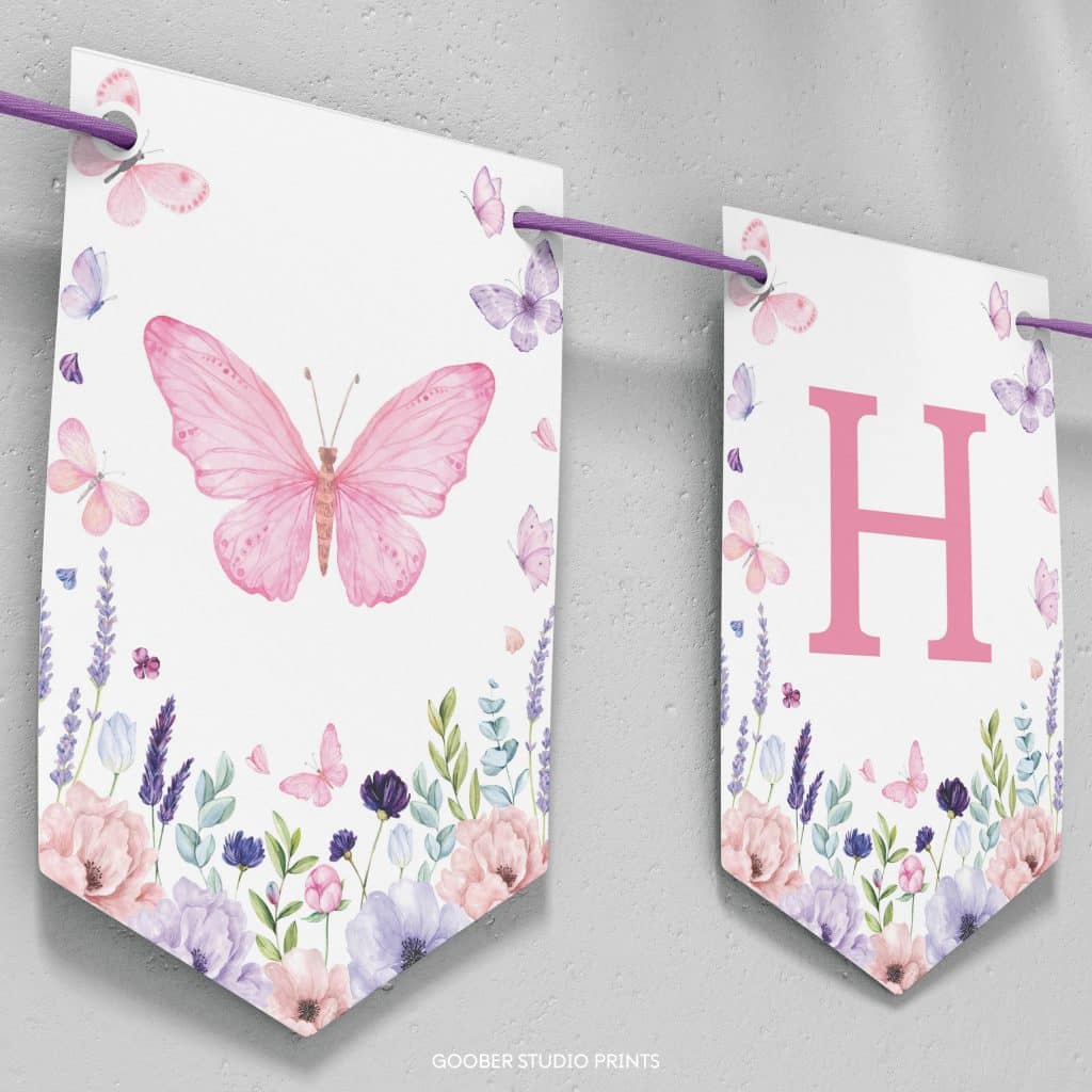 Butterfly Birthday Party Banner - Goober Studio Prints