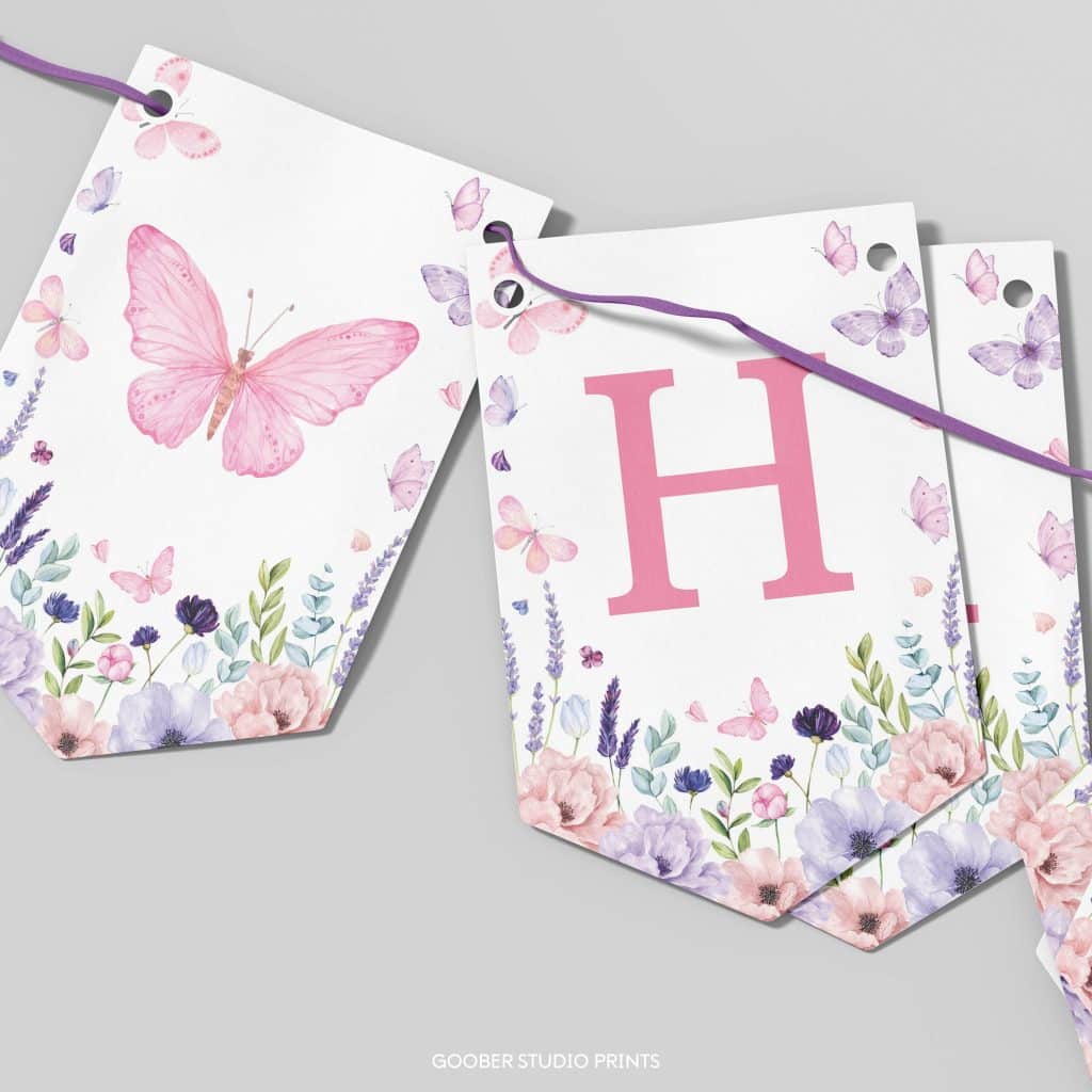 Butterfly Birthday Party Banner - Goober Studio Prints