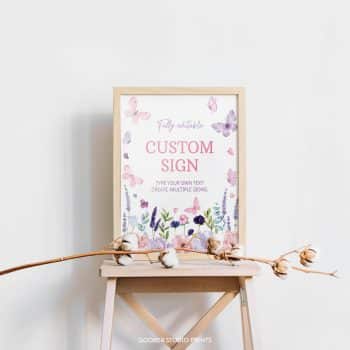 Butterfly Birthday Party Custom Table Sign - Goober Studio Prints