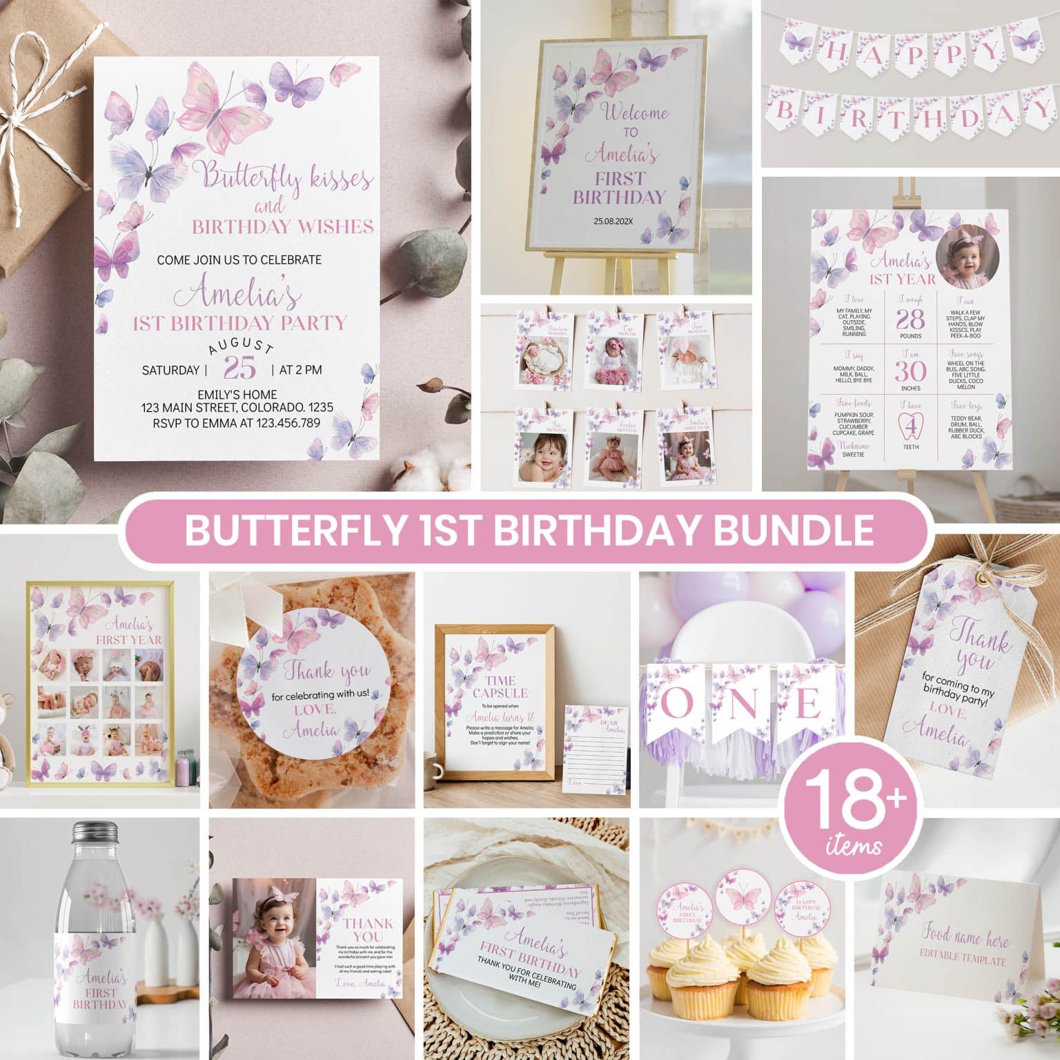 Butterfly Birthday Party Invitation - Goober Studio Prints