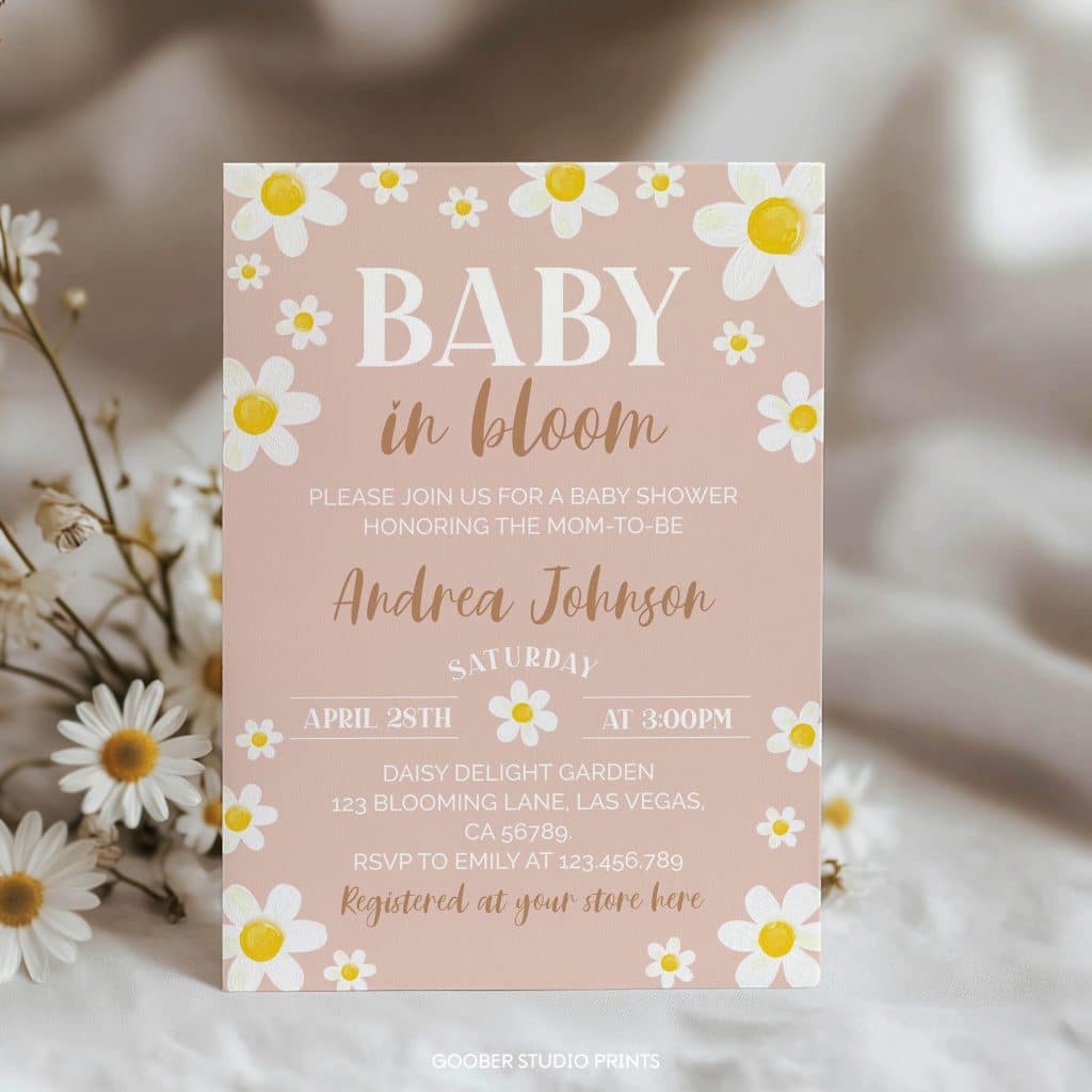 Daisy Baby Shower Invitation Set - Goober Studio Prints