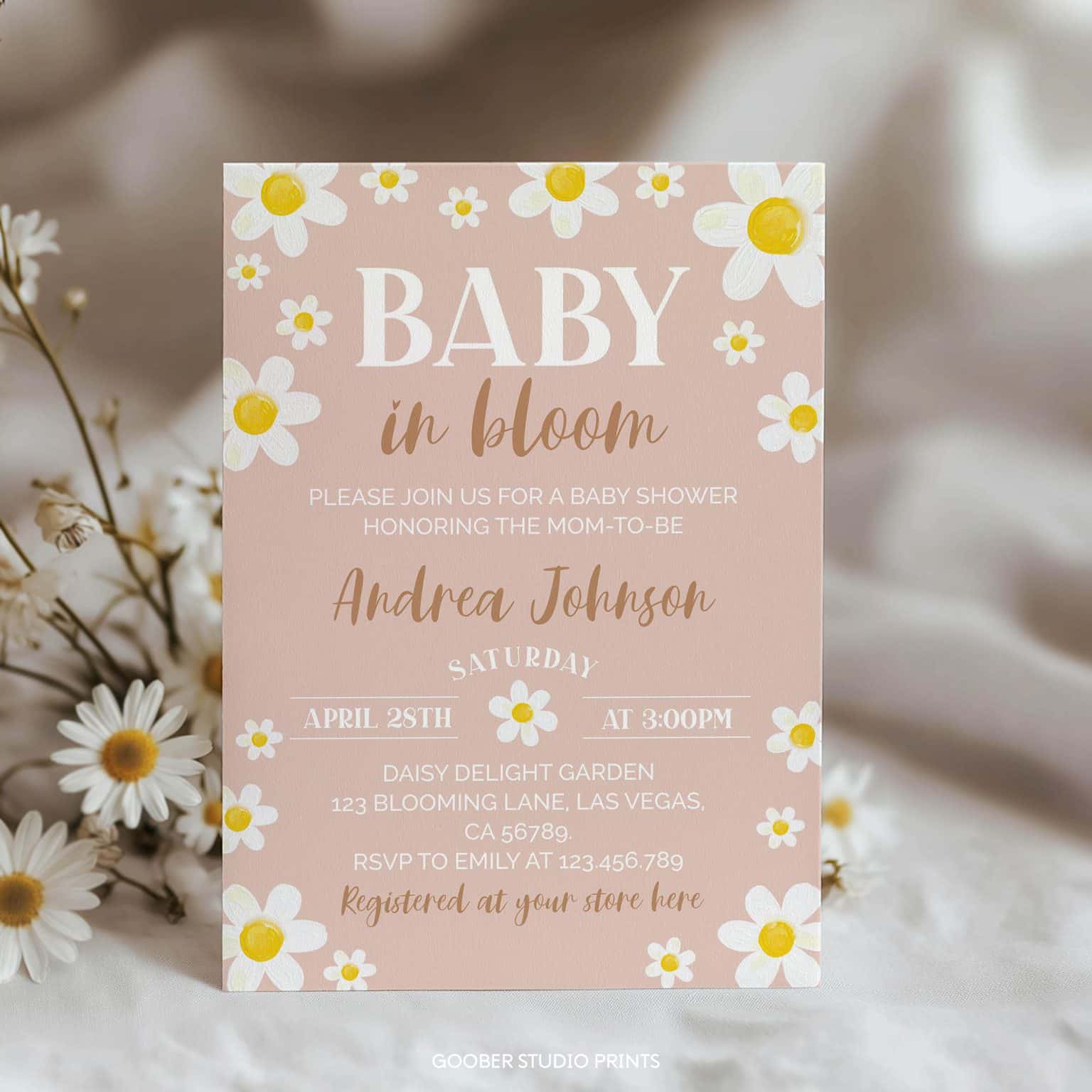 Daisy Baby Shower Invitation Set - Goober Studio Prints