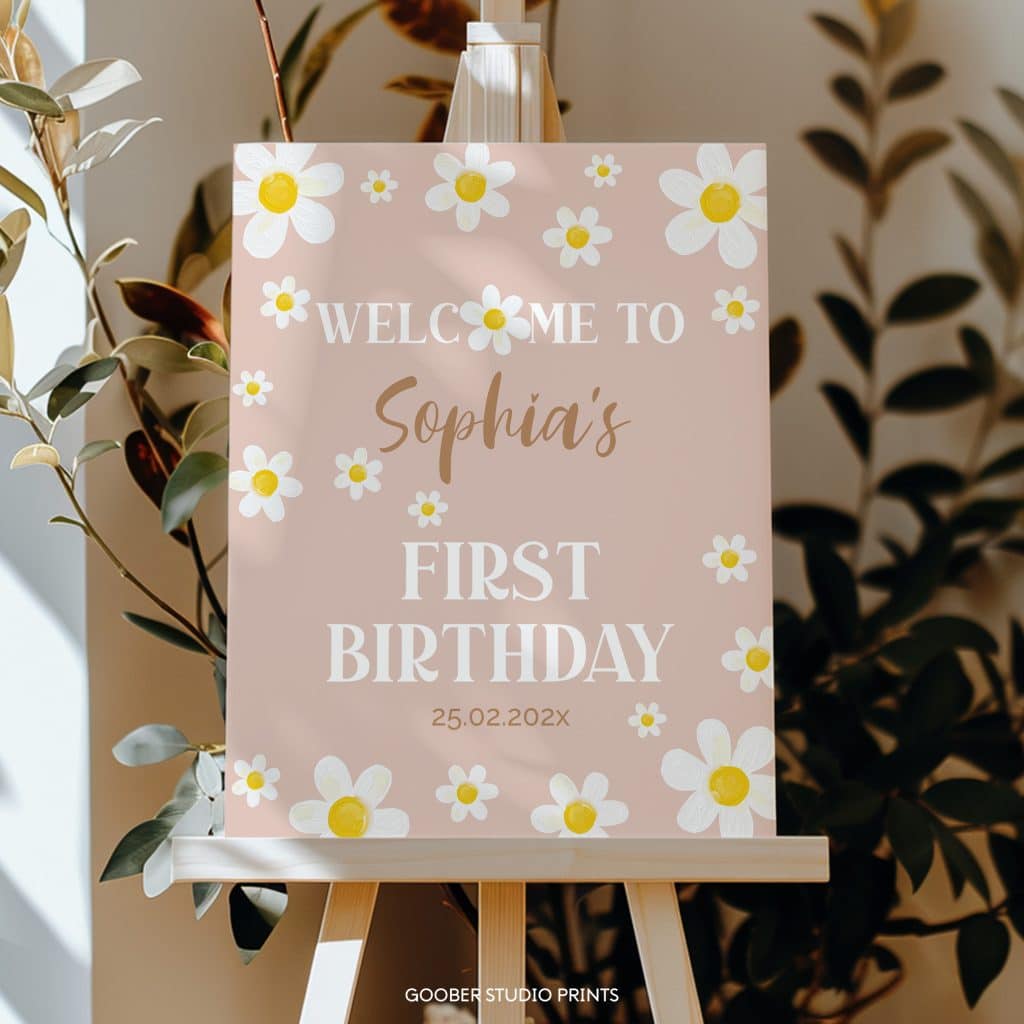 Daisy Birthday Party Welcome Sign - Goober Studio Prints