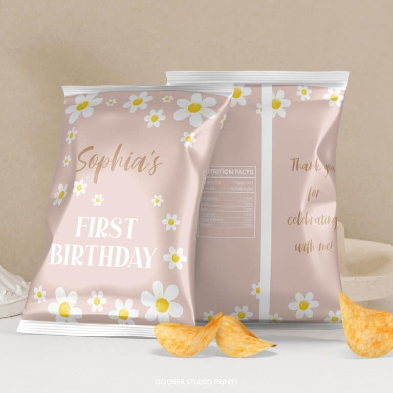 Daisy Birthday Party Chip Bags - Goober Studio Prints