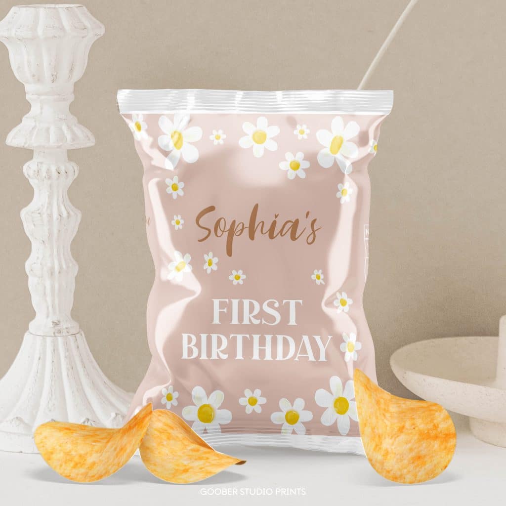 Daisy Birthday Party Chip Bags - Goober Studio Prints