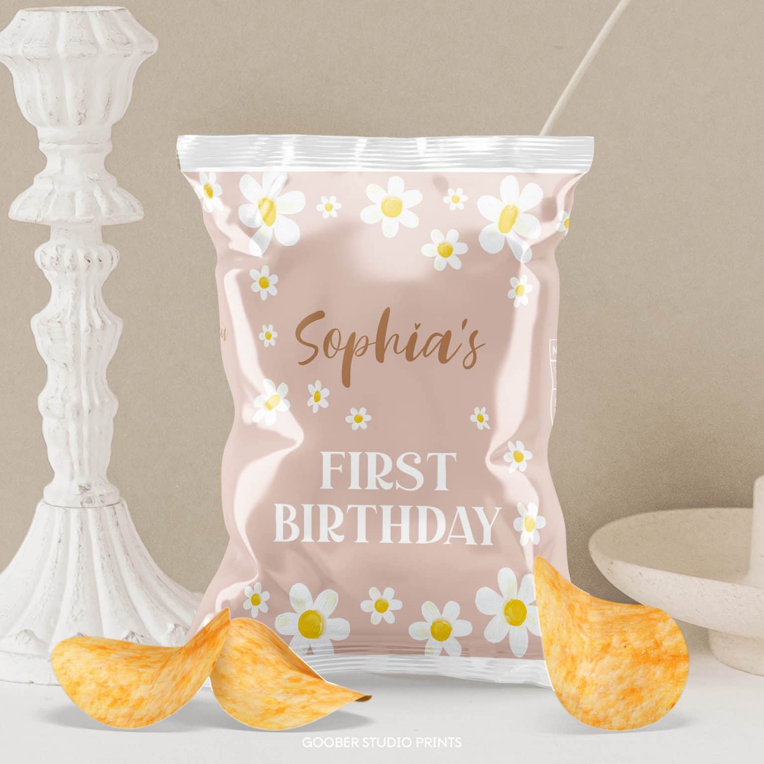 Daisy Birthday Party Chip Bags - Goober Studio Prints