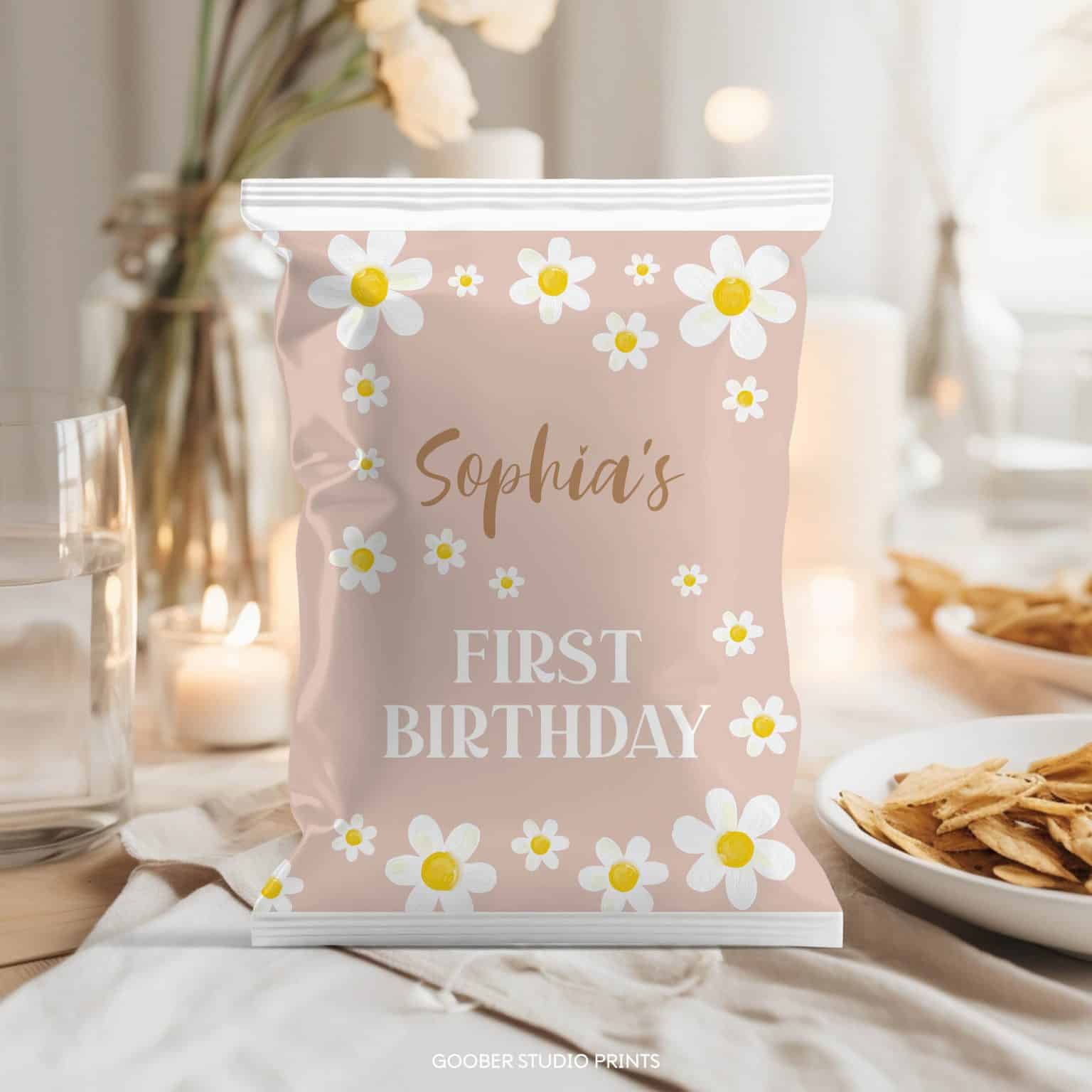 Daisy Birthday Party Chip Bags - Goober Studio Prints