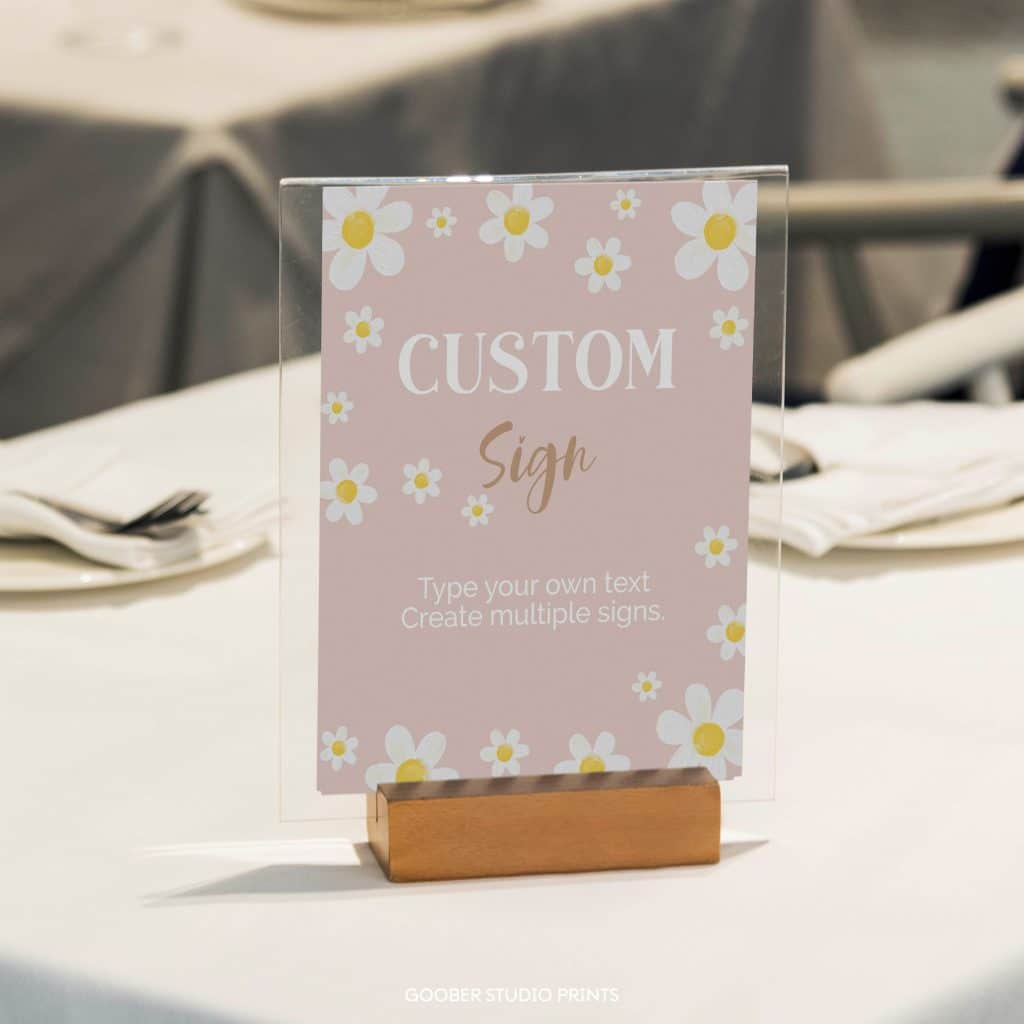 Daisy Birthday Party Custom Table Sign - Goober Studio Prints
