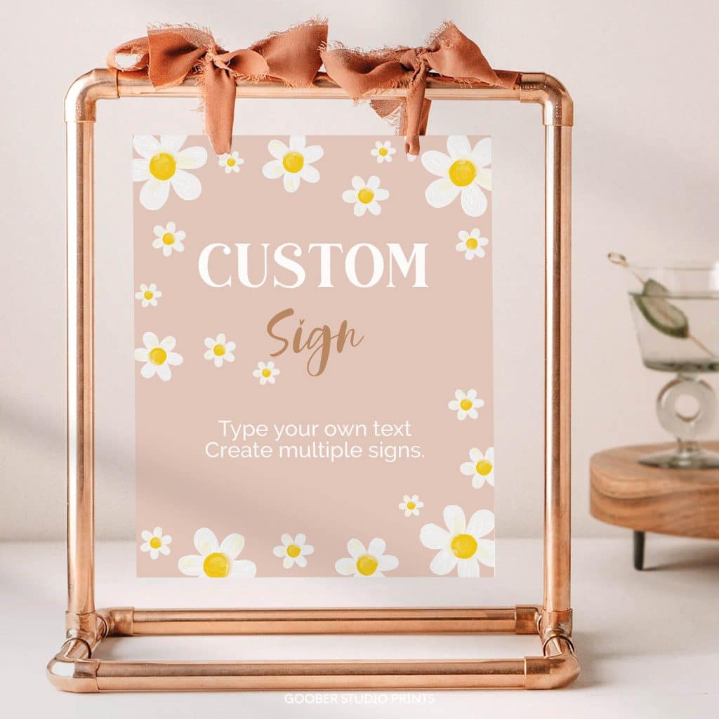 Daisy Birthday Party Custom Table Sign - Goober Studio Prints