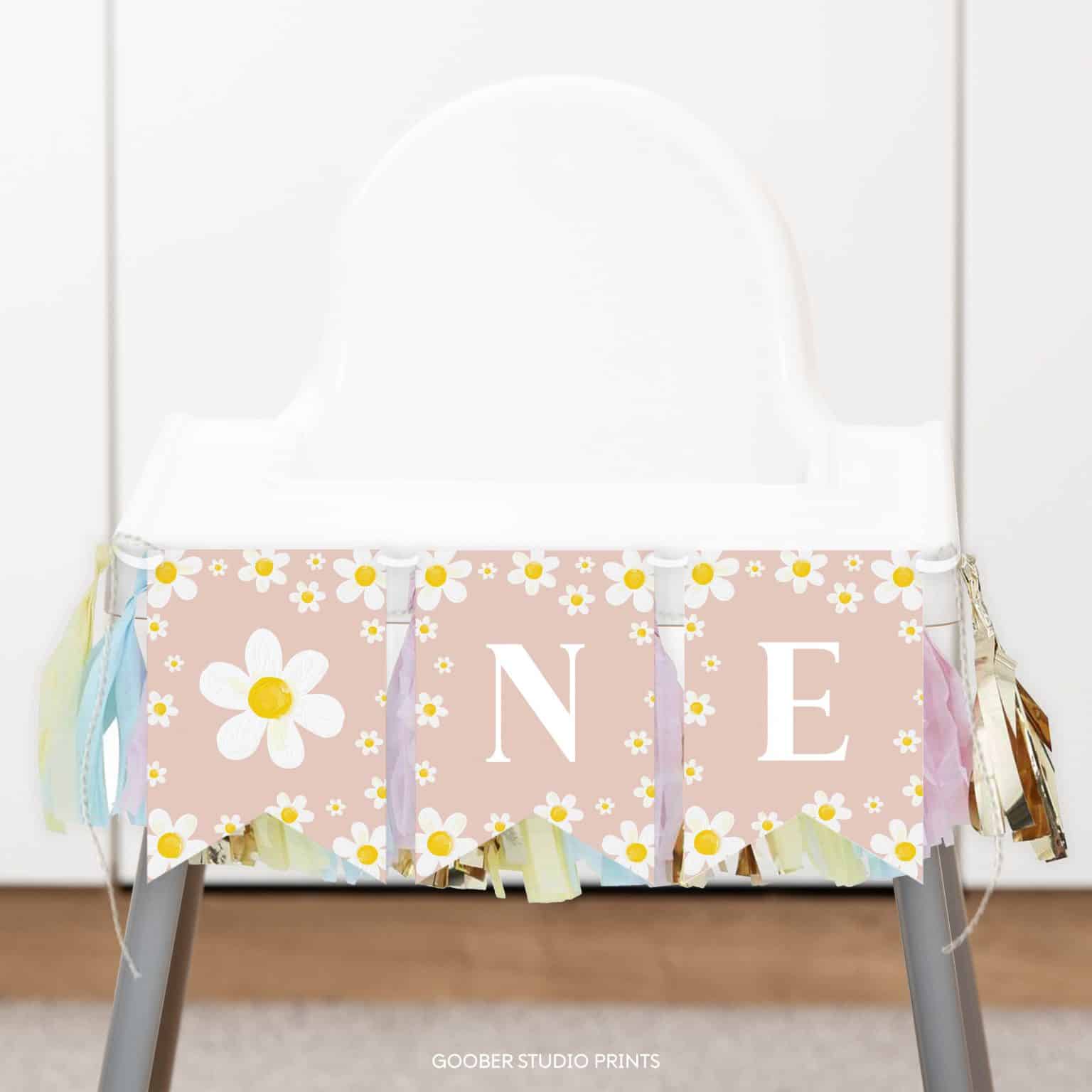 Daisy Birthday Party Highchair Banner - Goober Studio Prints