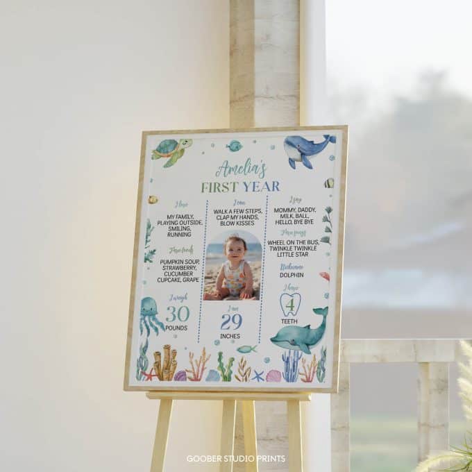 Under The Sea Birthday Milestone Photo Poster - Goober Studio Prints