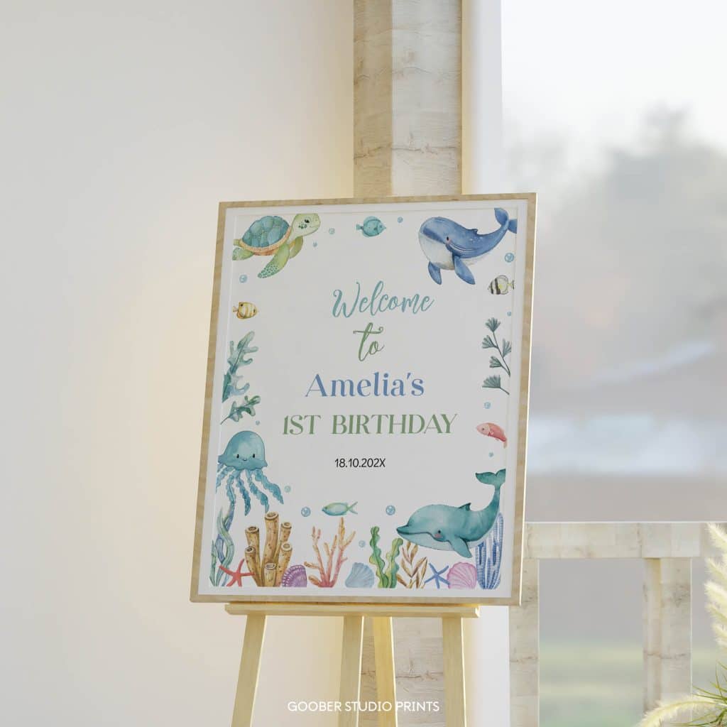 Under The Sea Birthday Welcome Sign - Goober Studio Prints