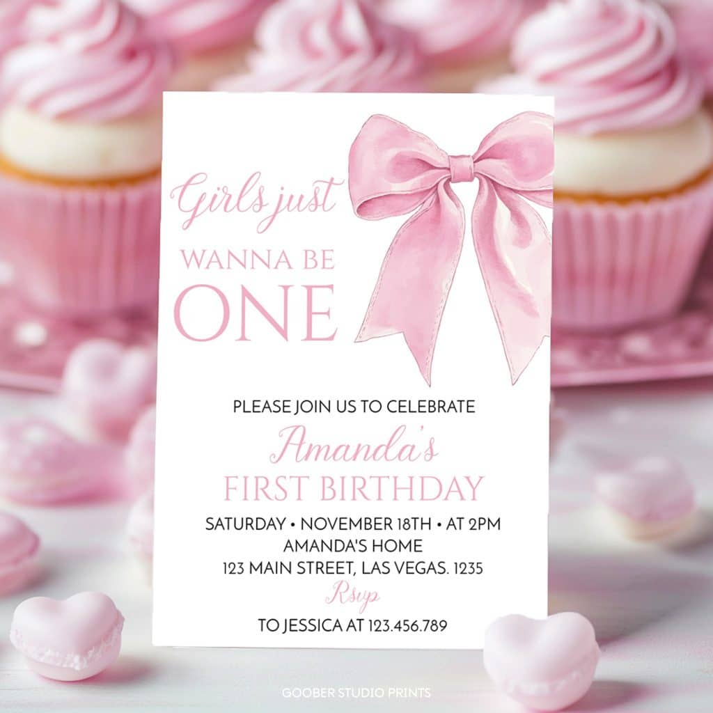Girls Just Wanna Be One Birthday Invitation - Goober Studio Prints