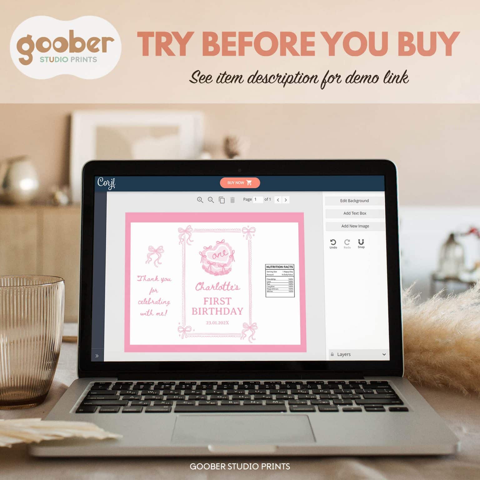 Pink Bow Birthday Chip Bags - Goober Studio Prints