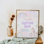 Unicorn Birthday Custom Table Sign - Goober Studio Prints