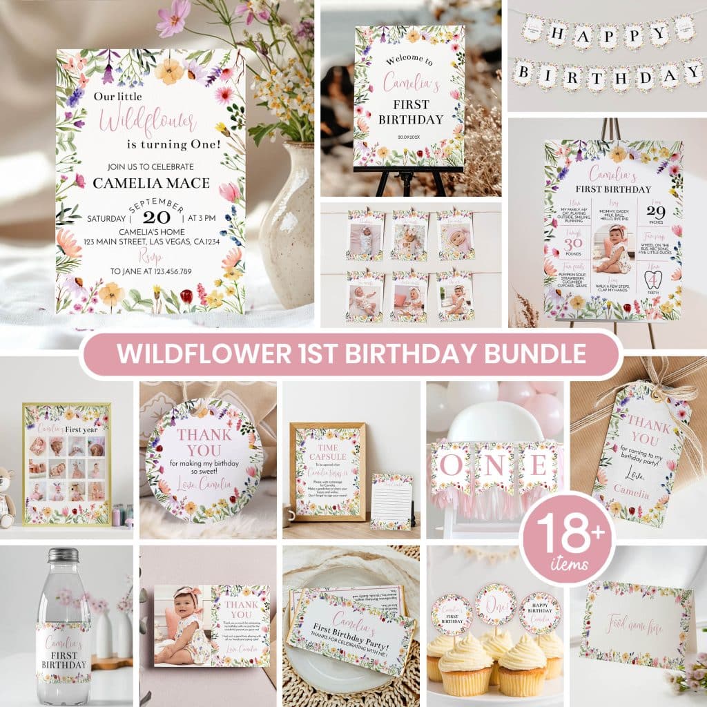 Wildflower Birthday Party Invitation - Goober Studio Prints