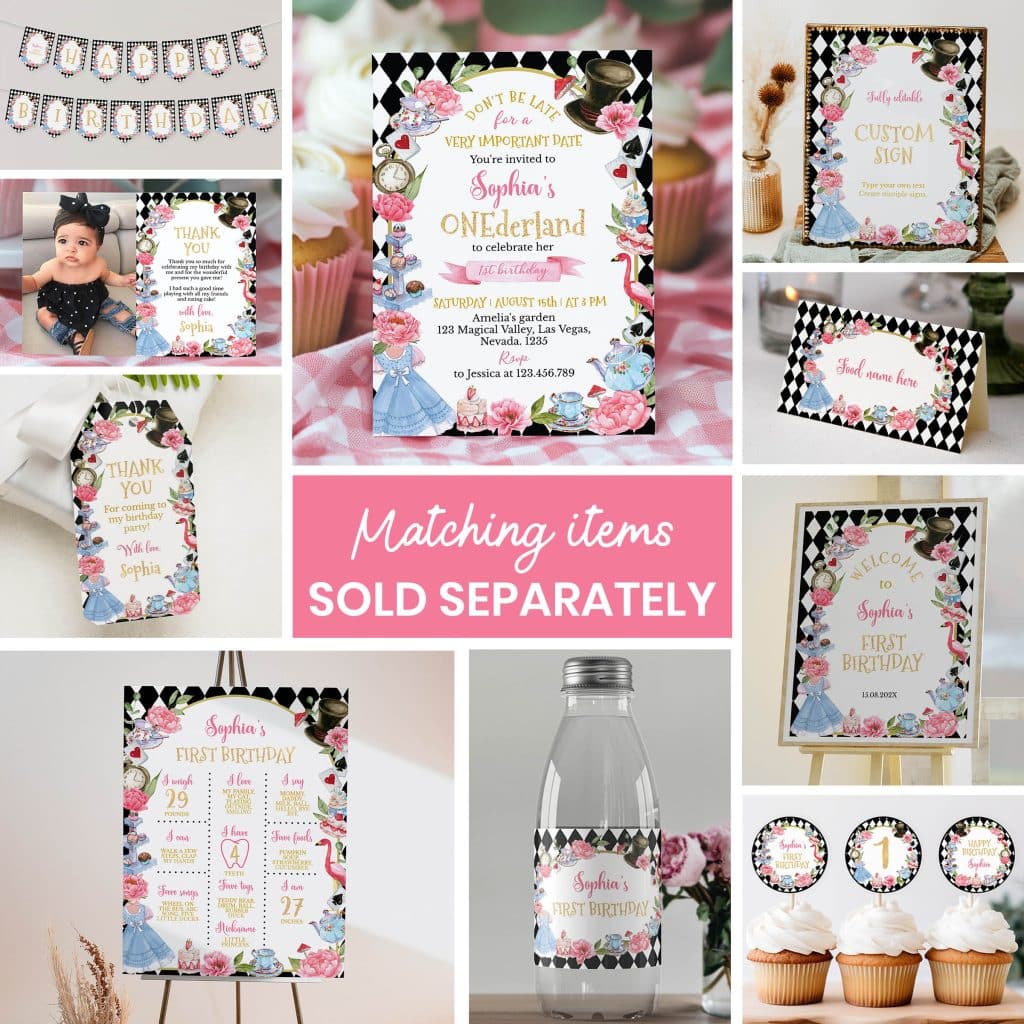Alice Tea Party Baby Shower Invitation - Goober Studio Prints