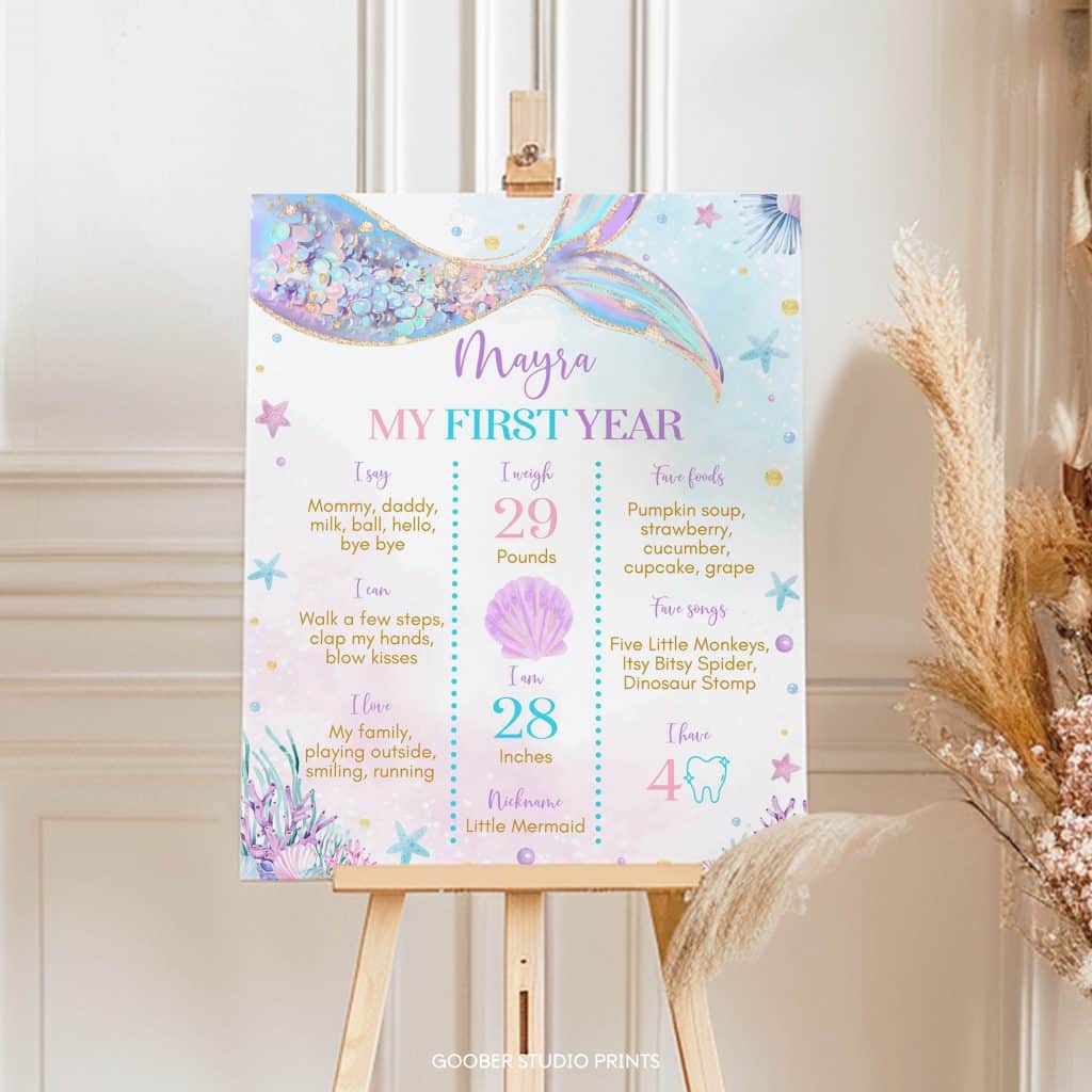 Mermaid Birthday Milestone Poster - Goober Studio Prints