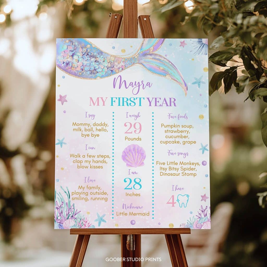 Mermaid Birthday Milestone Poster - Goober Studio Prints