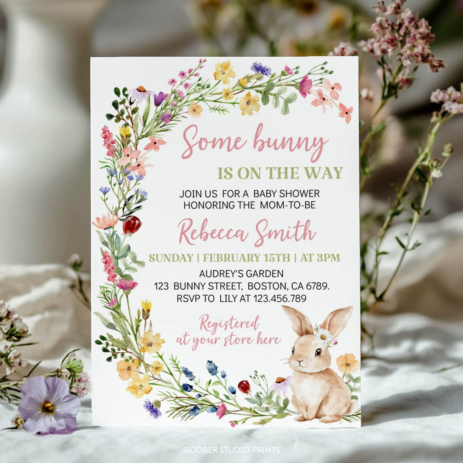 Bunny Baby Shower Invitation Set - Goober Studio Prints