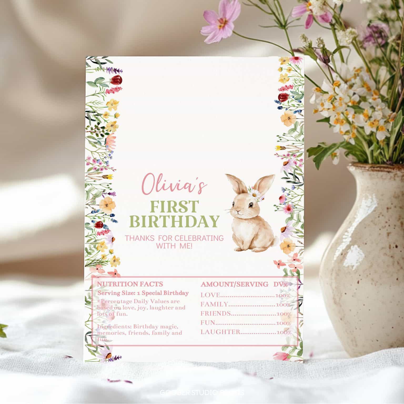 Bunny Birthday Chocolate Bar Wrappers - Goober Studio Prints